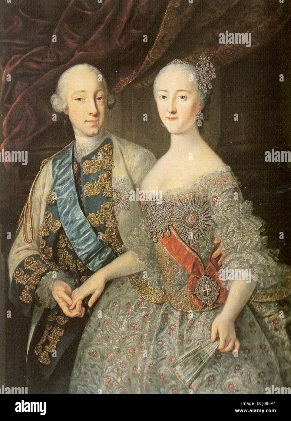 This 1745 portrait by Grott features Peter III of Russia and his wife ...