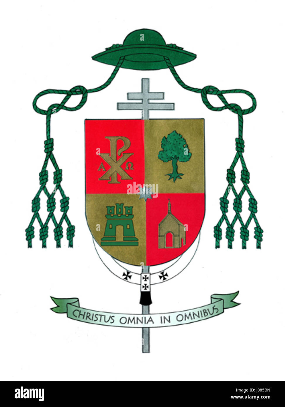 The episcopal shield of Fray Jesús Sanz Montes, a Roman Catholic bishop ...