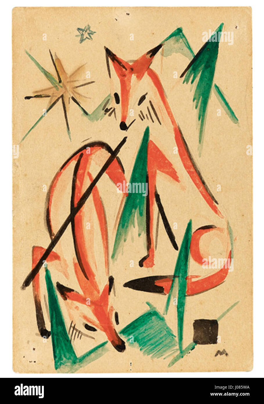 Franz Marc's 'Füchse' (Foxes) from 1913 is a vibrant work that reflects ...