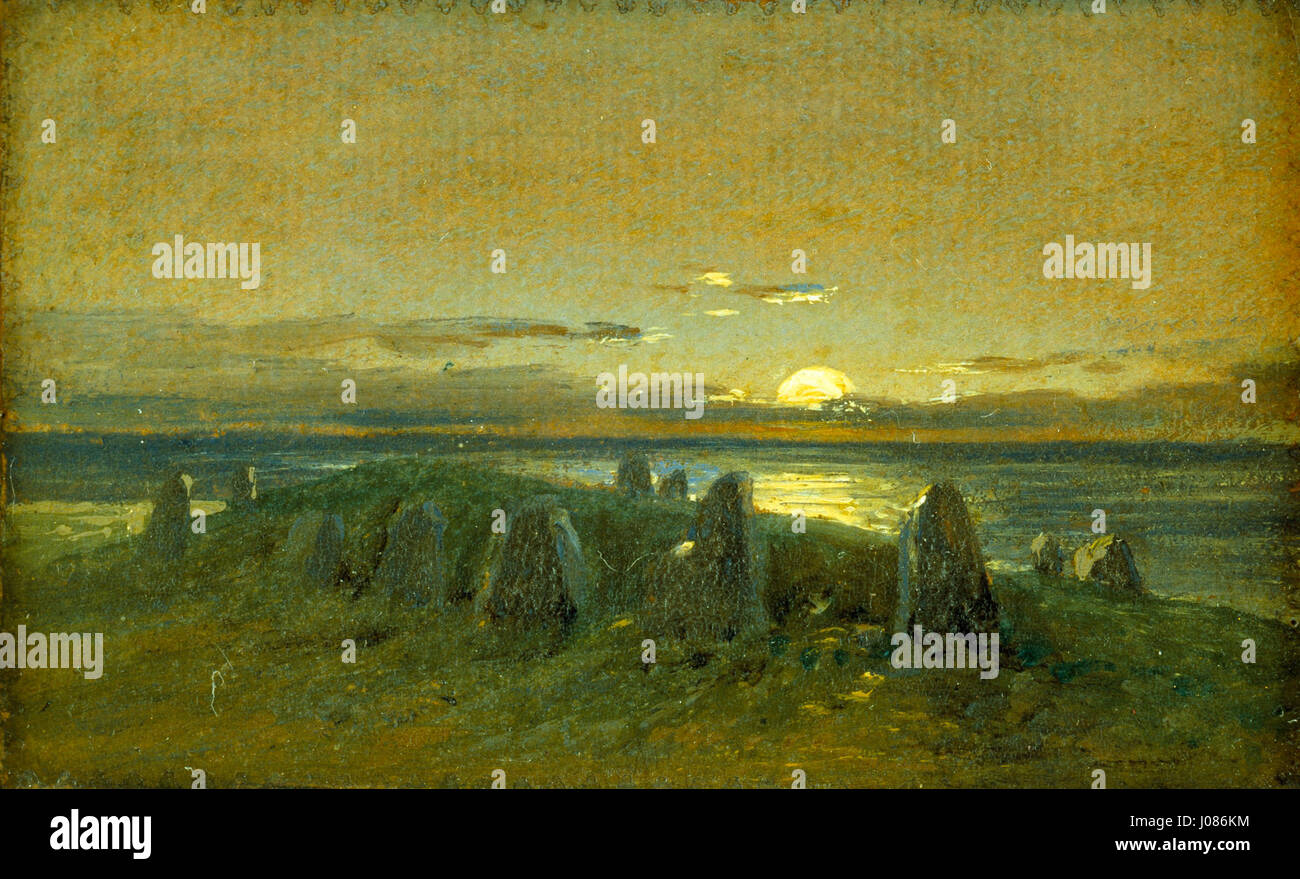 Carl Gustav Carus's painting 'Das Großsteingrab Nobbin auf Rügen' (The ...