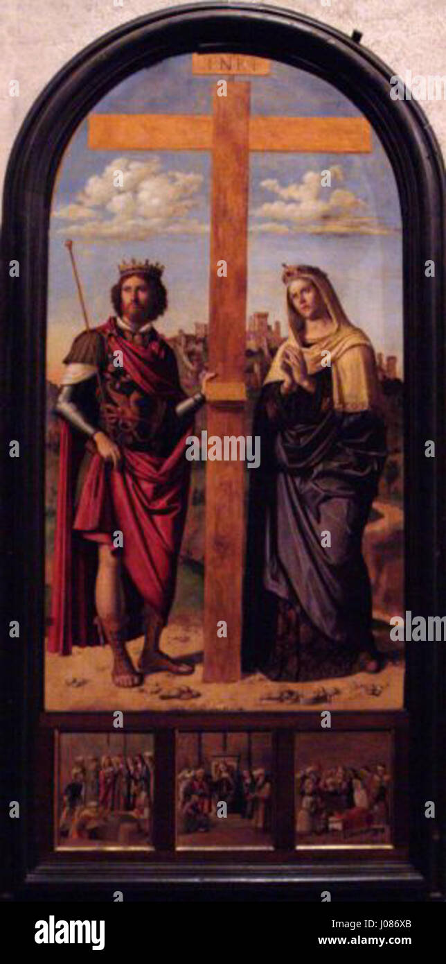 This artwork depicts Saint Helena and Emperor Constantine standing ...