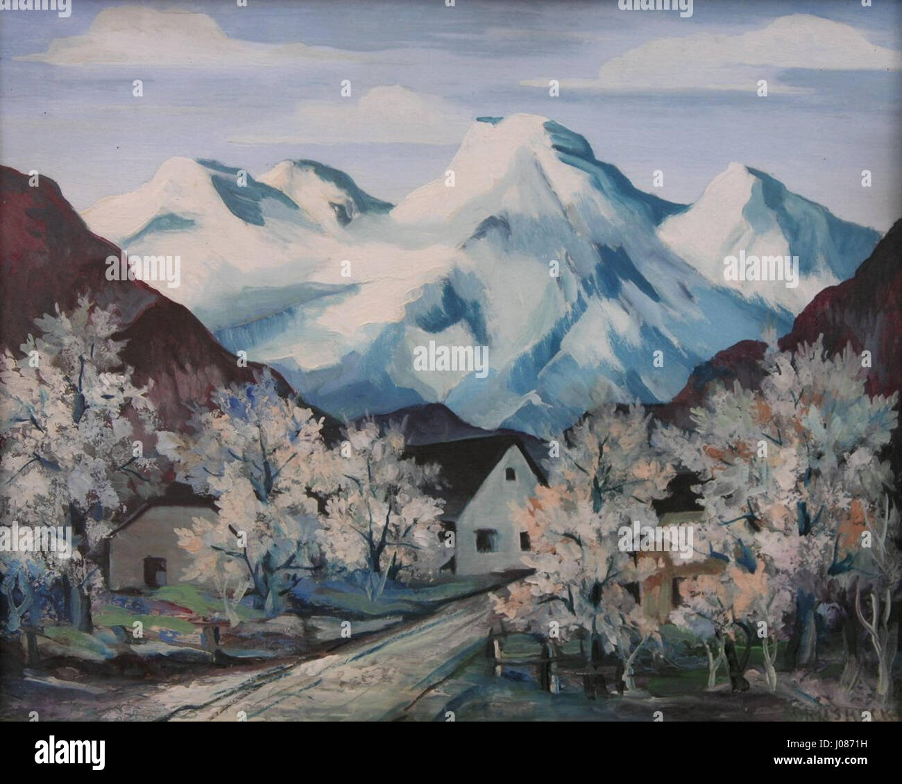 'Mountain View' by Gregor Perusek is a landscape painting that depicts ...