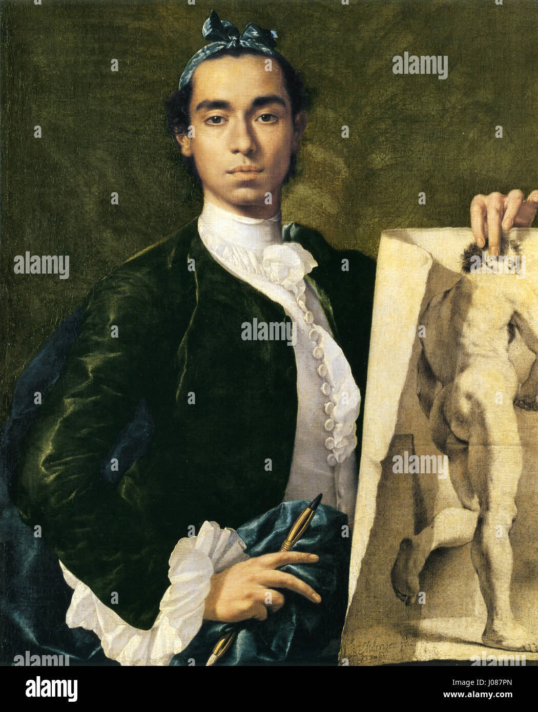 A self-portrait by Spanish artist Luis Meléndez, depicting the artist ...