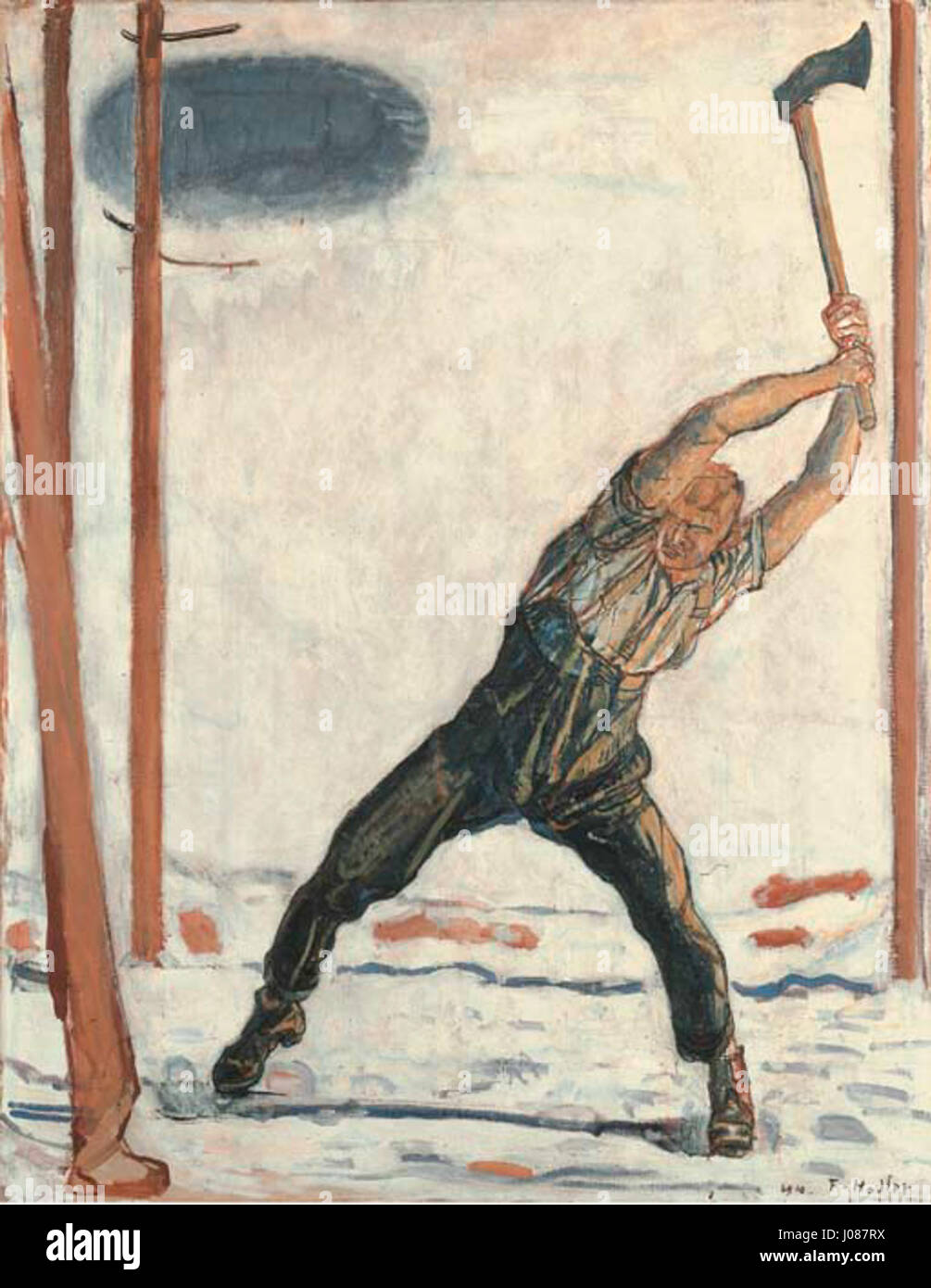 Ferdinand Hodler’s 'Der Holzfäller' (The Woodcutter), painted in 1910 ...