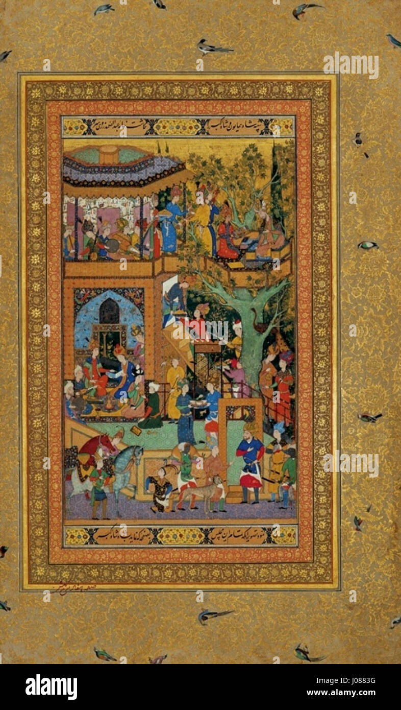 'Akbar Presents a Painting to His Father Humayun' by the Mughal artist ...