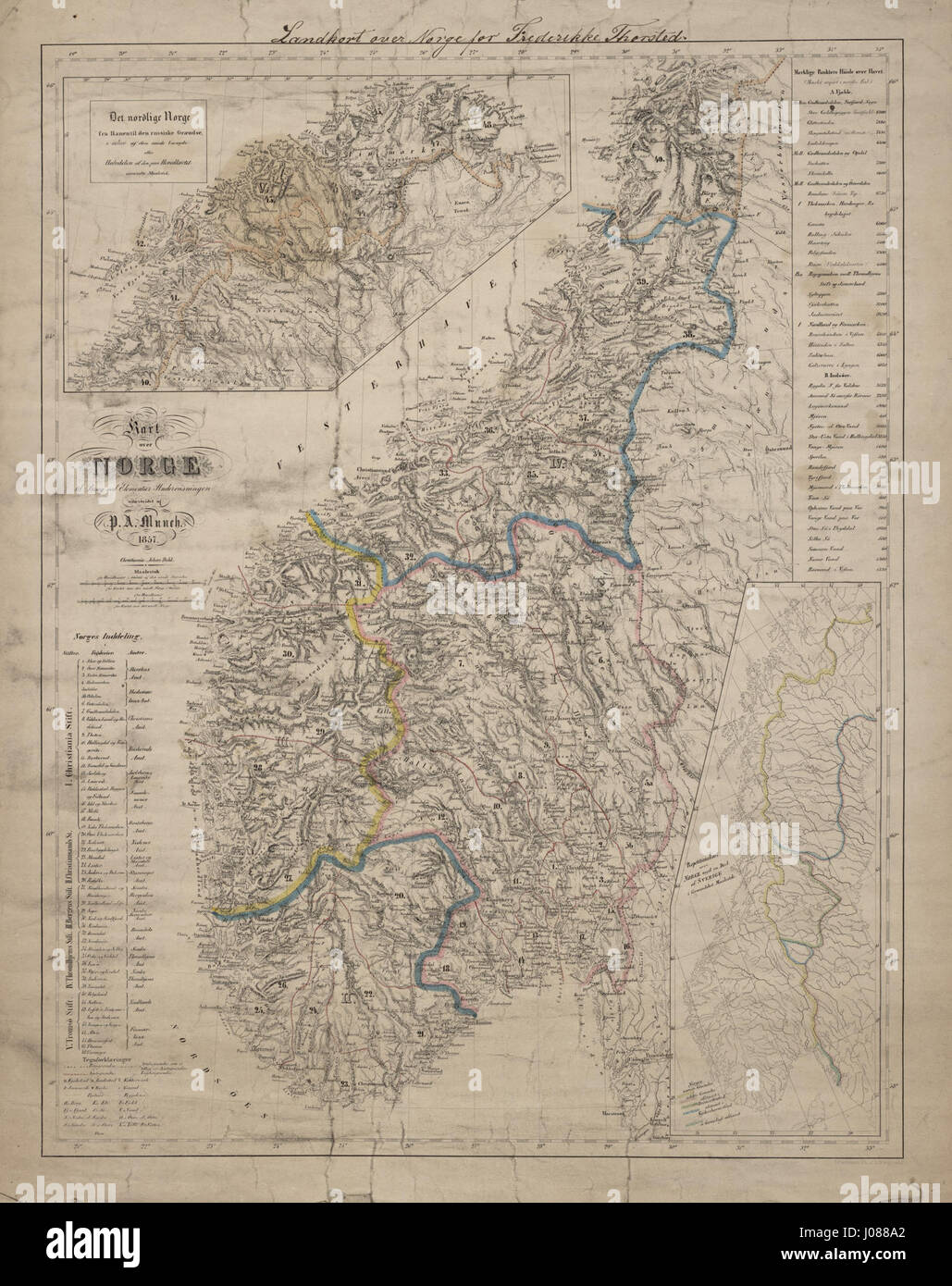 This map of Norway, created for elementary education, features a ...