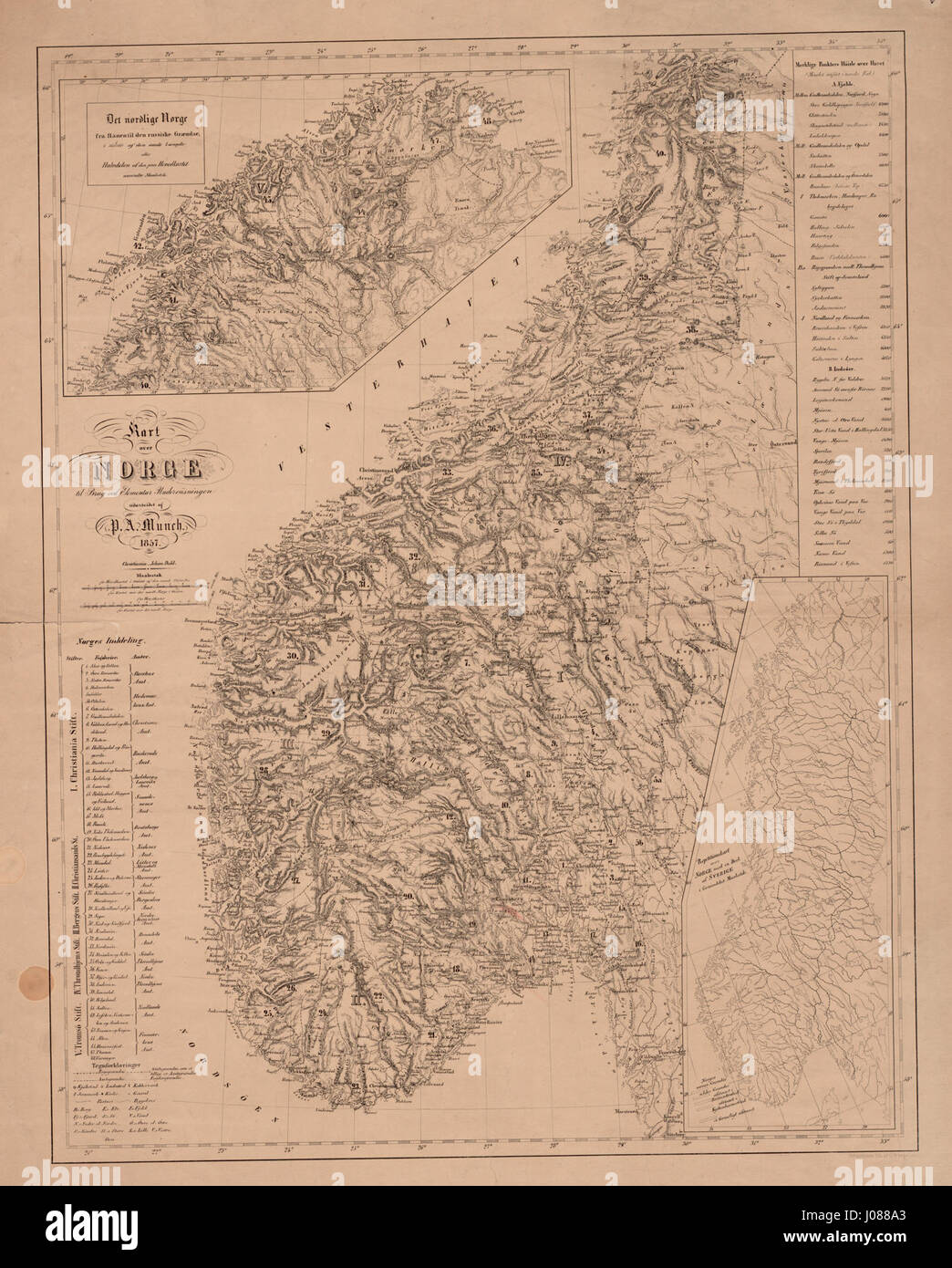 This map of Norway, used for elementary education, is a detailed ...