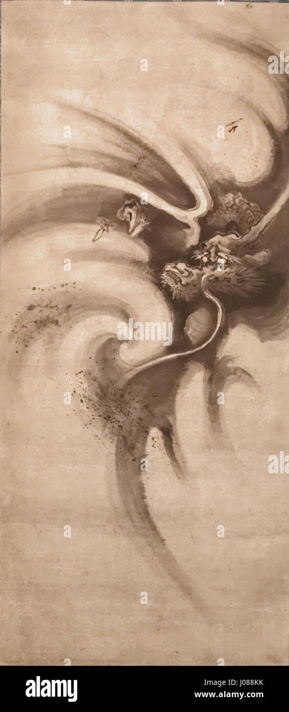 The *Kyoto Kano School* Dragon painting is a traditional Japanese work ...