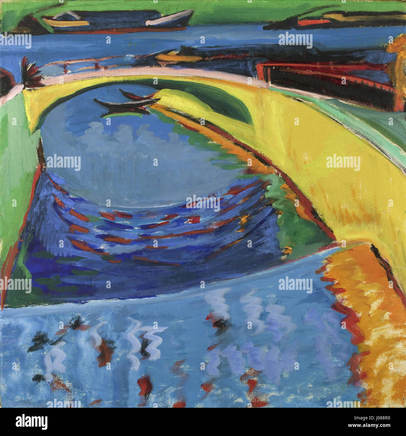 Ernst Ludwig Kirchner’s 'Brücke an der Priessnitzmündung' depicts a ...