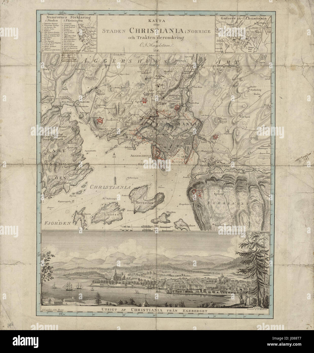 This map, titled 'Karta över Staden Christiania i Norrige', details the ...