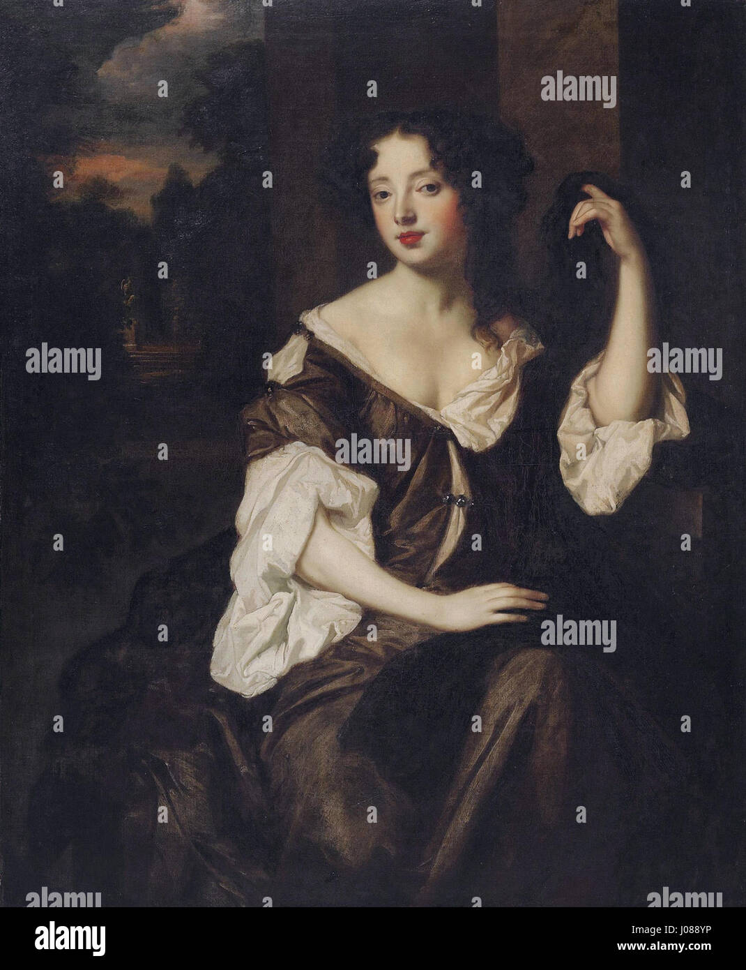 This portrait of Louise de Kerouaille, Duchess of Portsmouth, was painted by the Studio of Peter ...