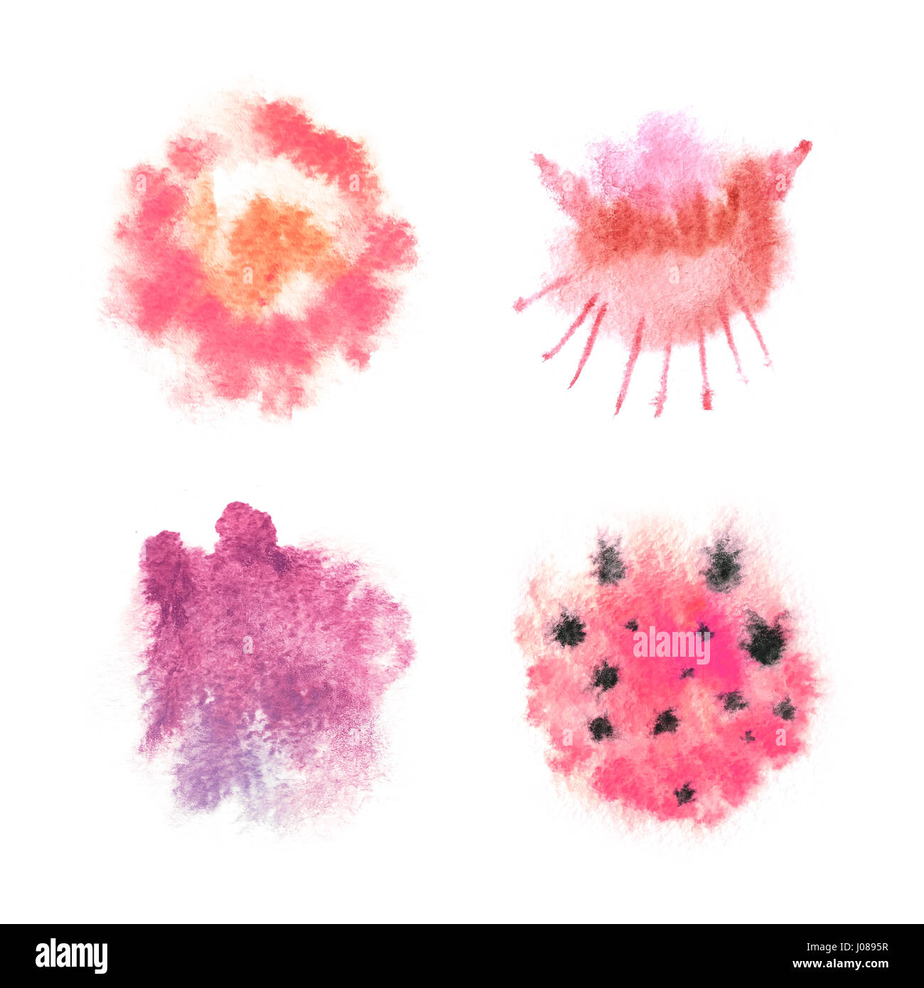 Set of abstract watercolor blots isolated on white background. Hand ...