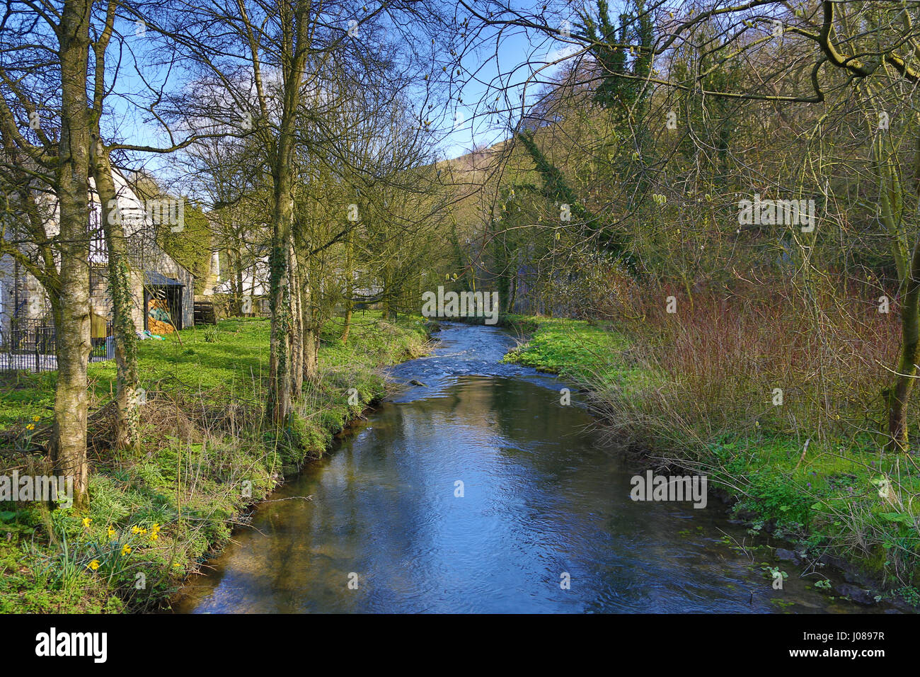 River Wye flowing through millers dale Stock Photo - Alamy