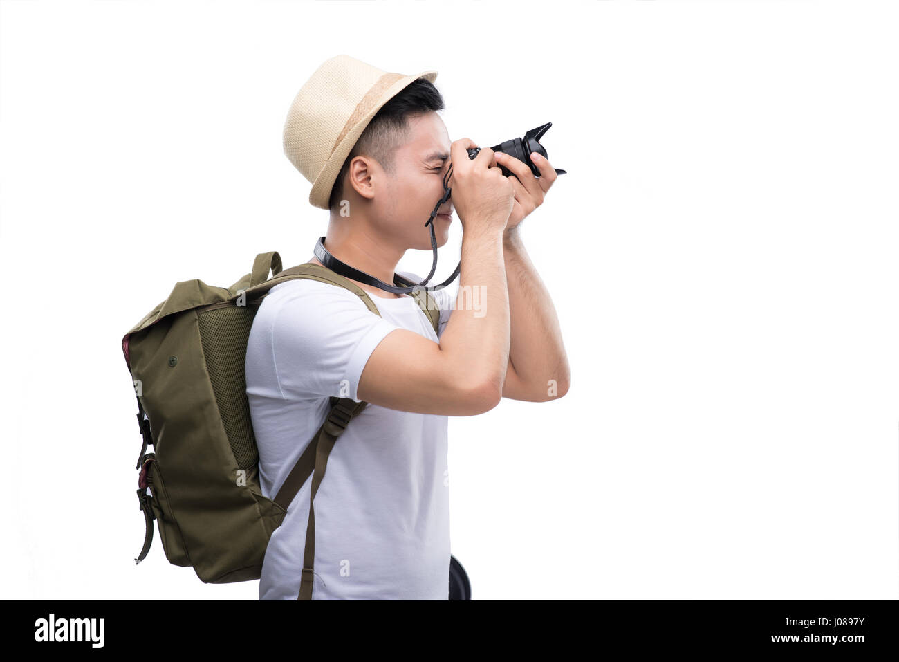 Back view young man traveller hi-res stock photography and images - Alamy