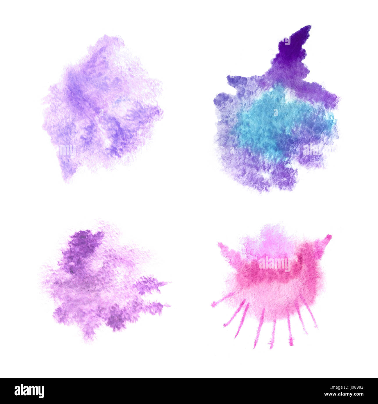 Set of abstract watercolor blots isolated on white background. Hand ...