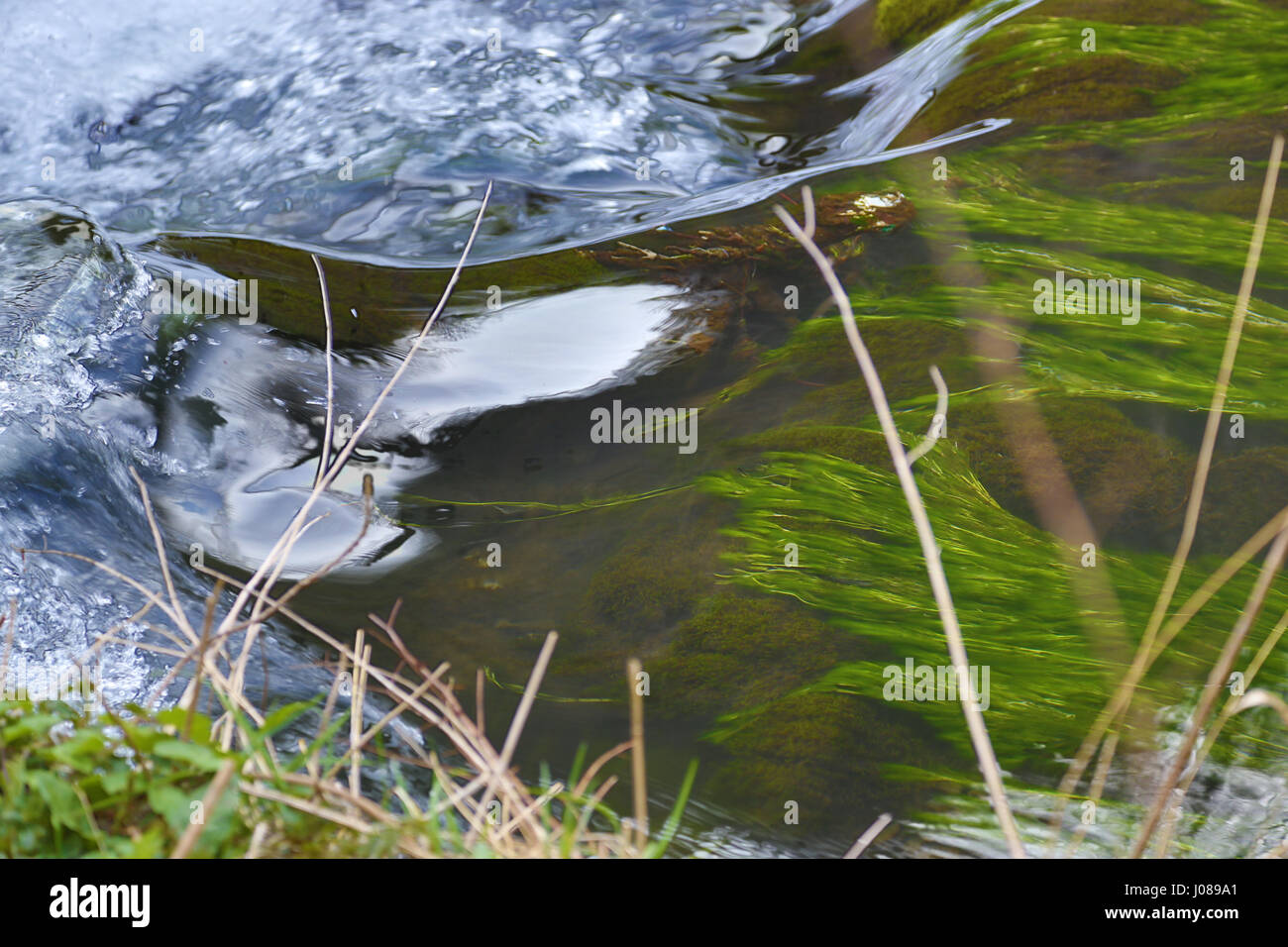 Water flowing over weir Stock Photo - Alamy