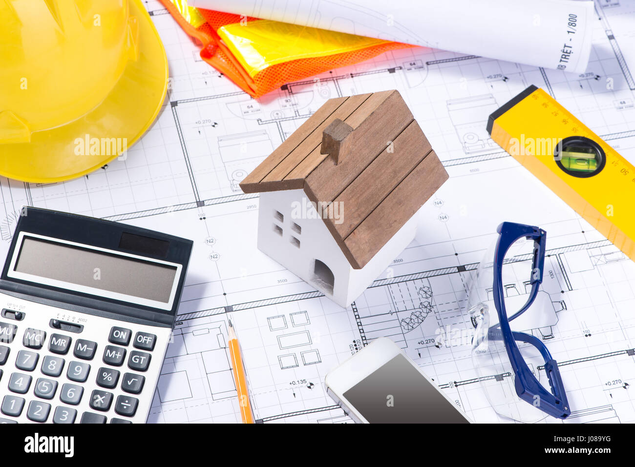 Plan and tools. floor plan and calculator, architecture business ...