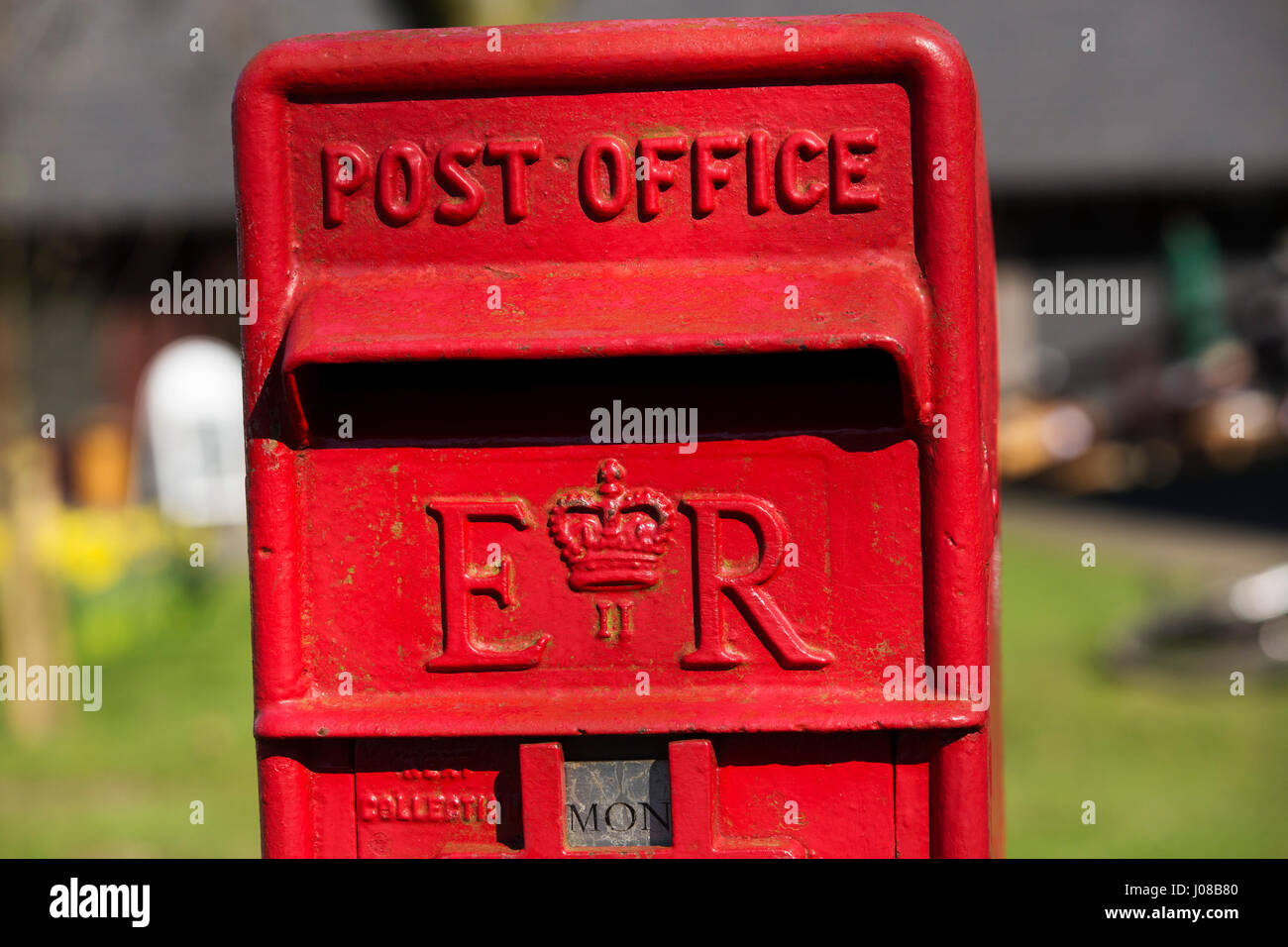 A British post box in Northumberland, England. The box dates from the ...