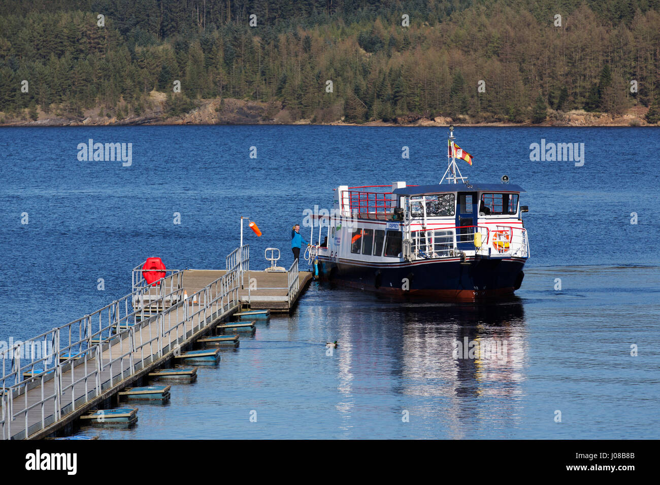 Ferry on Kielder Lake in Northumberland, England. The ferry runs ...