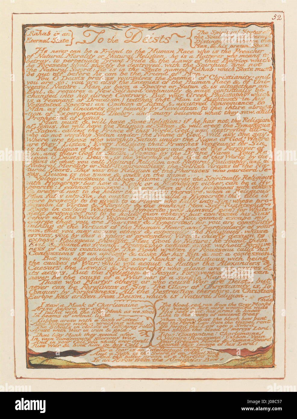 William Blake - Jerusalem, Plate 52, To the Deists Stock Photo - Alamy