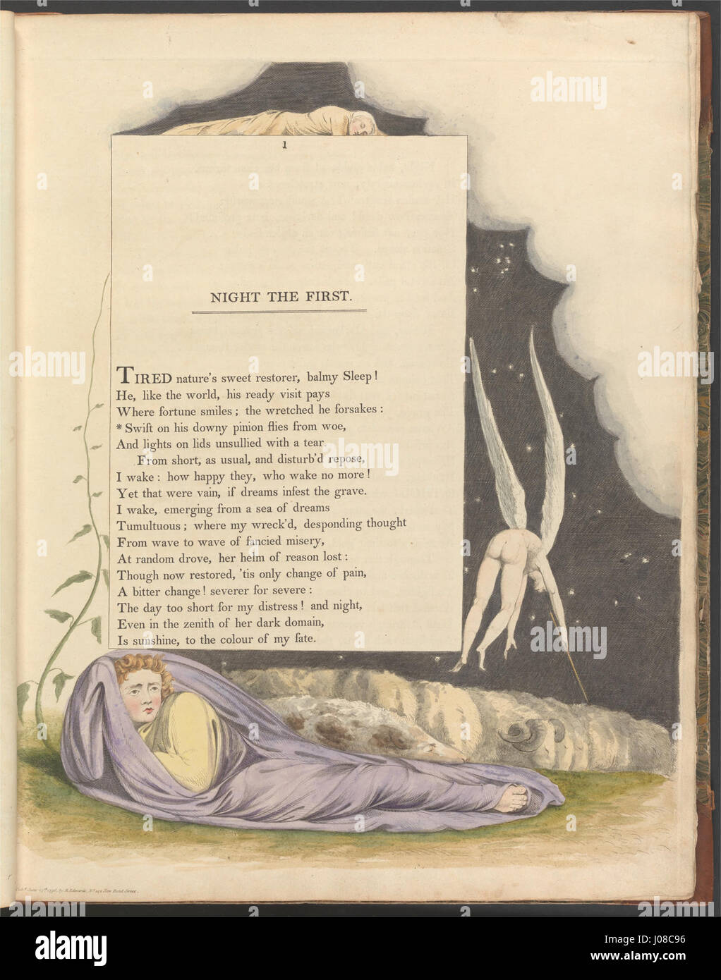 William Blake - Young's Night Thoughts, Page 1, Swift on His Downy ...