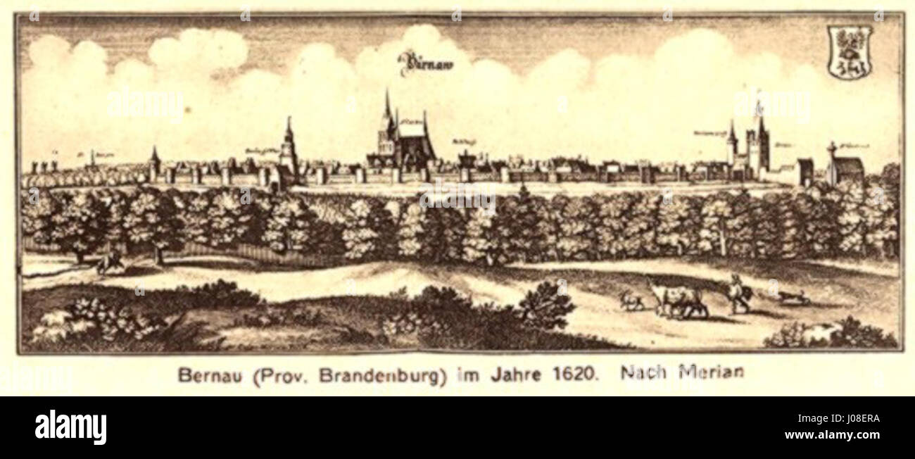 This map, produced around 1620, shows Bernau, Germany, as depicted by ...