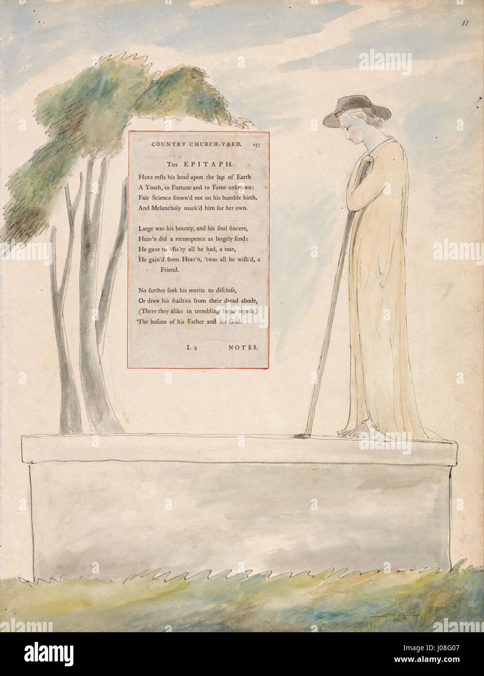 William Blake - The Poems of Thomas Gray, Design 115, Elegy Written in ...