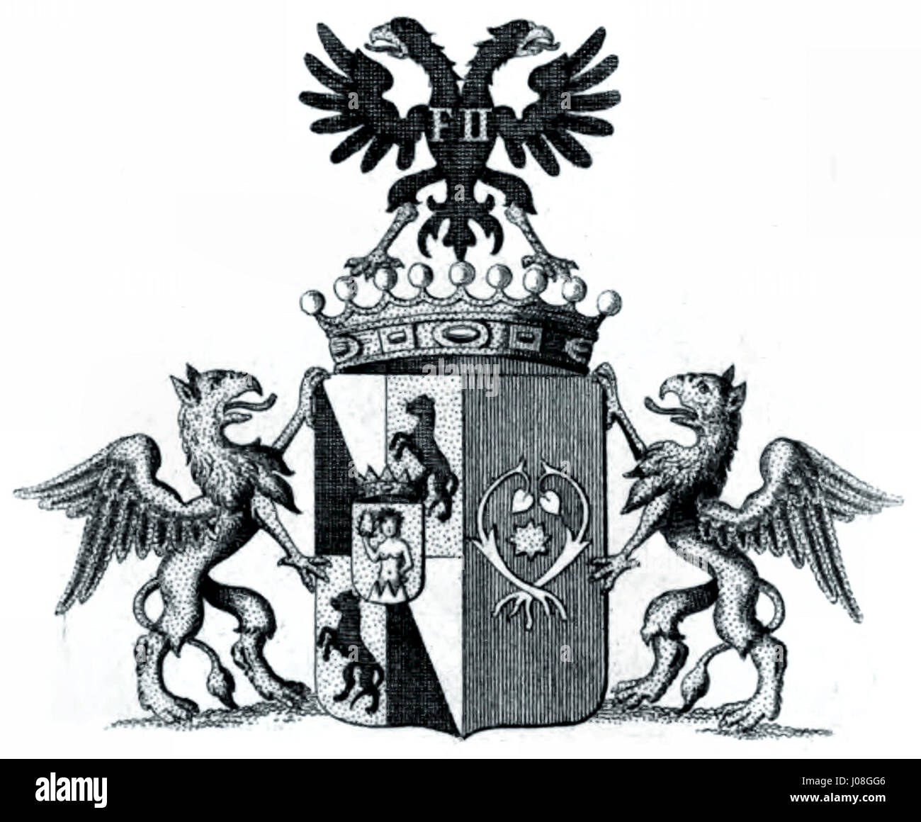Wappen der Grafen von Clam-Martinitz, Freiherrn von Höhenberg Stock ...