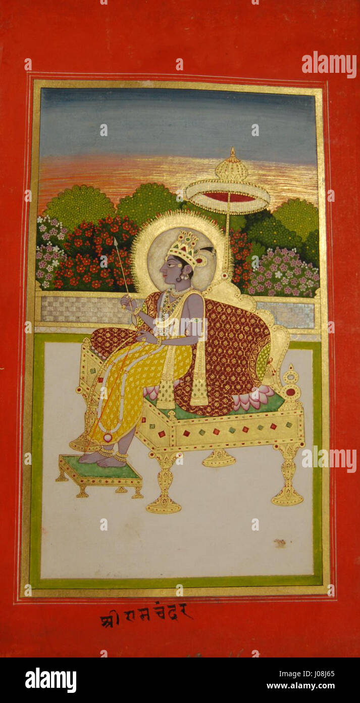 This early 19th-century depiction of Rama, the seventh avatar of Vishnu ...