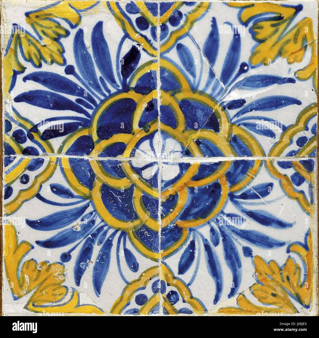 Ceramic tiles ('azulejos') featuring camellia motifs, exemplifying ...