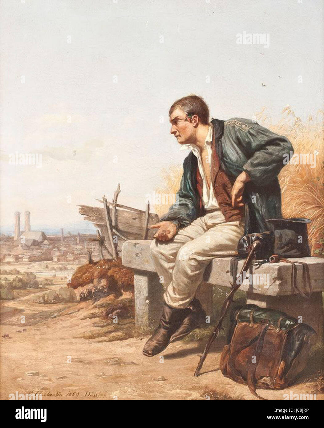 Carl von Häberlin Wanderer bei der Rast vor München Stock Photo - Alamy
