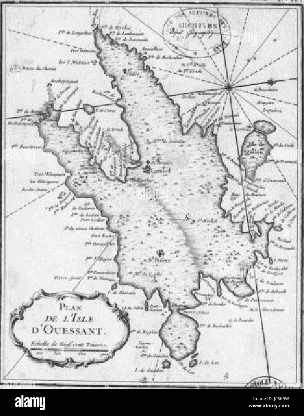 This 1764 map, 'Plan de l'Île d'Ouessant,' provides a detailed ...