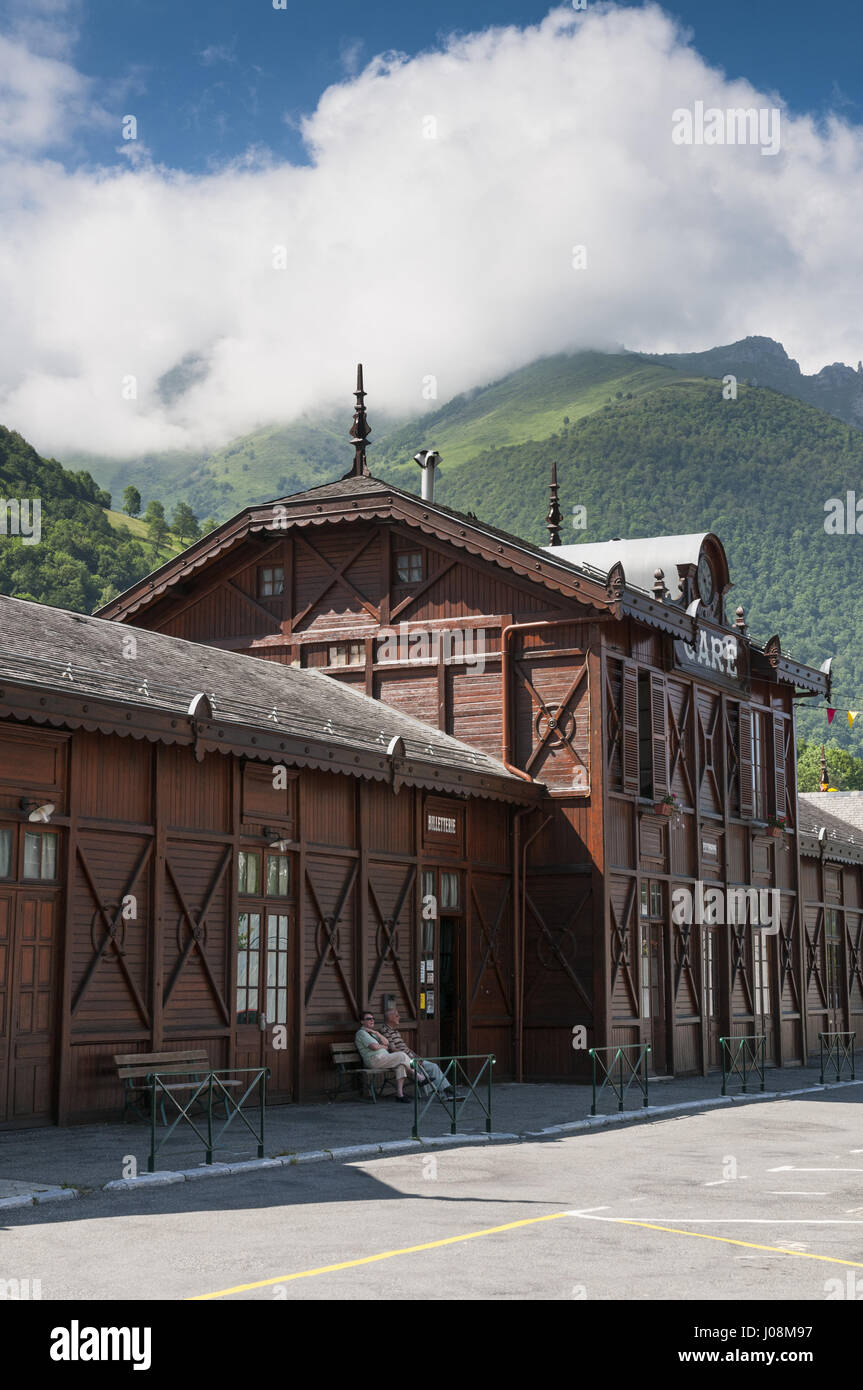 France, Pyrenees, Cauterets, wooden train station Stock Photo - Alamy