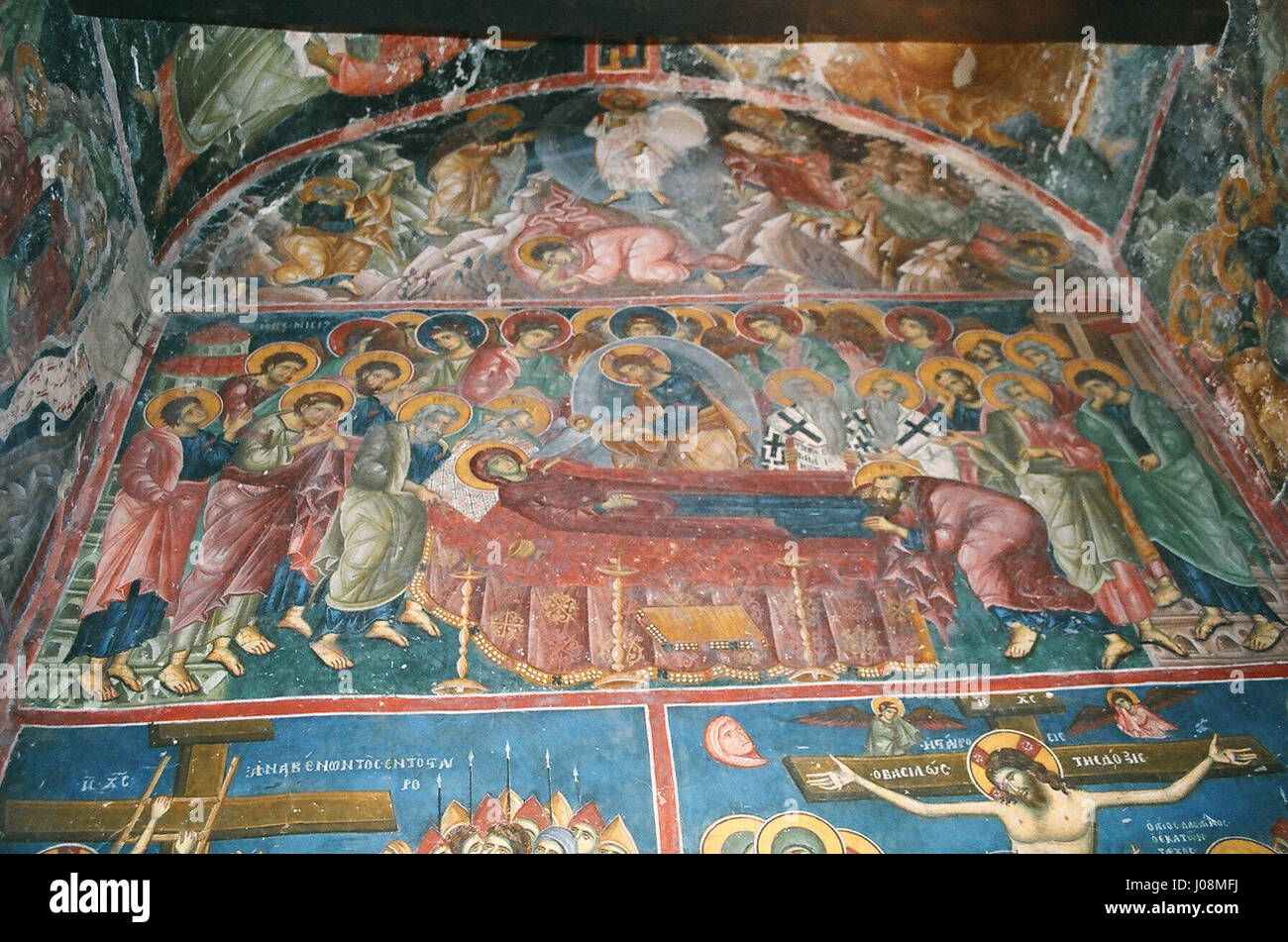 The frescoes from St. Nicholas of Varos depict religious scenes ...