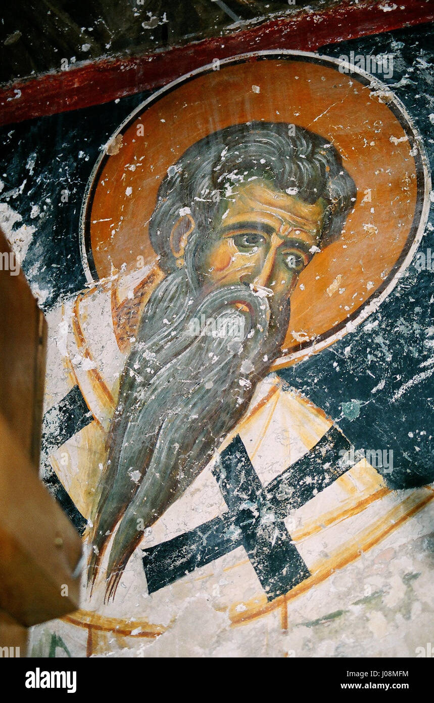 The frescoes in St. Nicholas of Varos depict religious scenes from ...