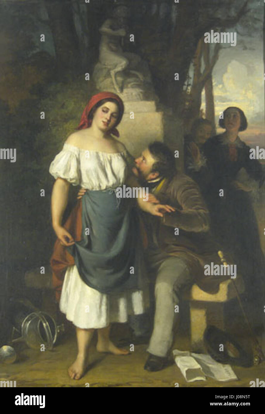 Györgyi A's painting 'A Suitor Surprised' (1856) captures the humorous and unexpected moment ...