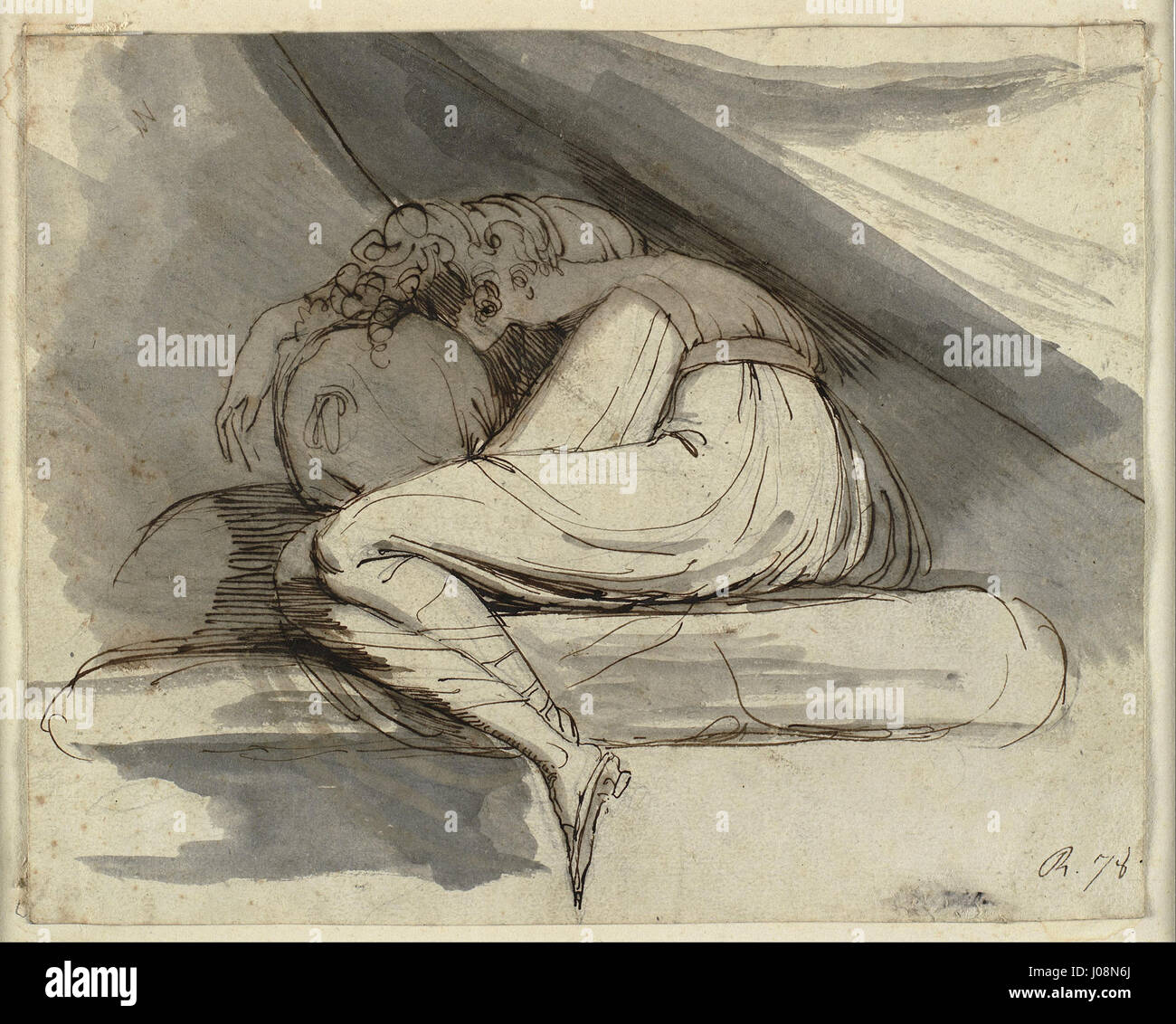 Johann Heinrich Füssli’s 'Woman Sitting, Curled Up' features a solitary ...