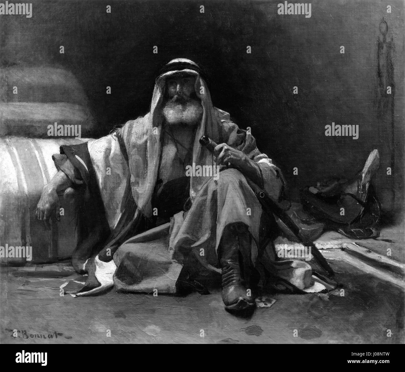 Léon Bonnat's painting 'An Arab Sheik' portrays a detailed and ...