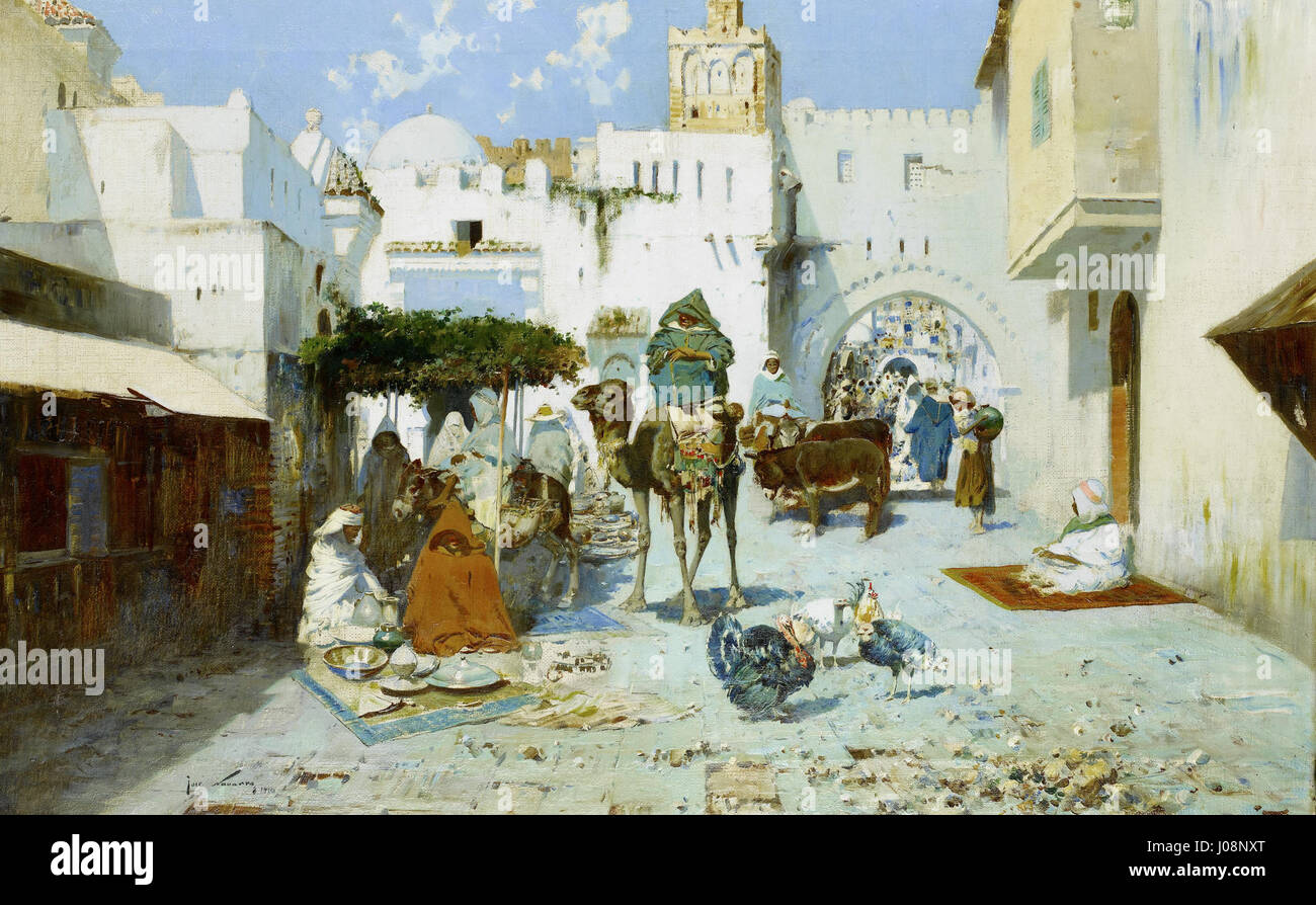 José Navarro Llorens’ 'Zoco Tánger' depicts the bustling market scene ...