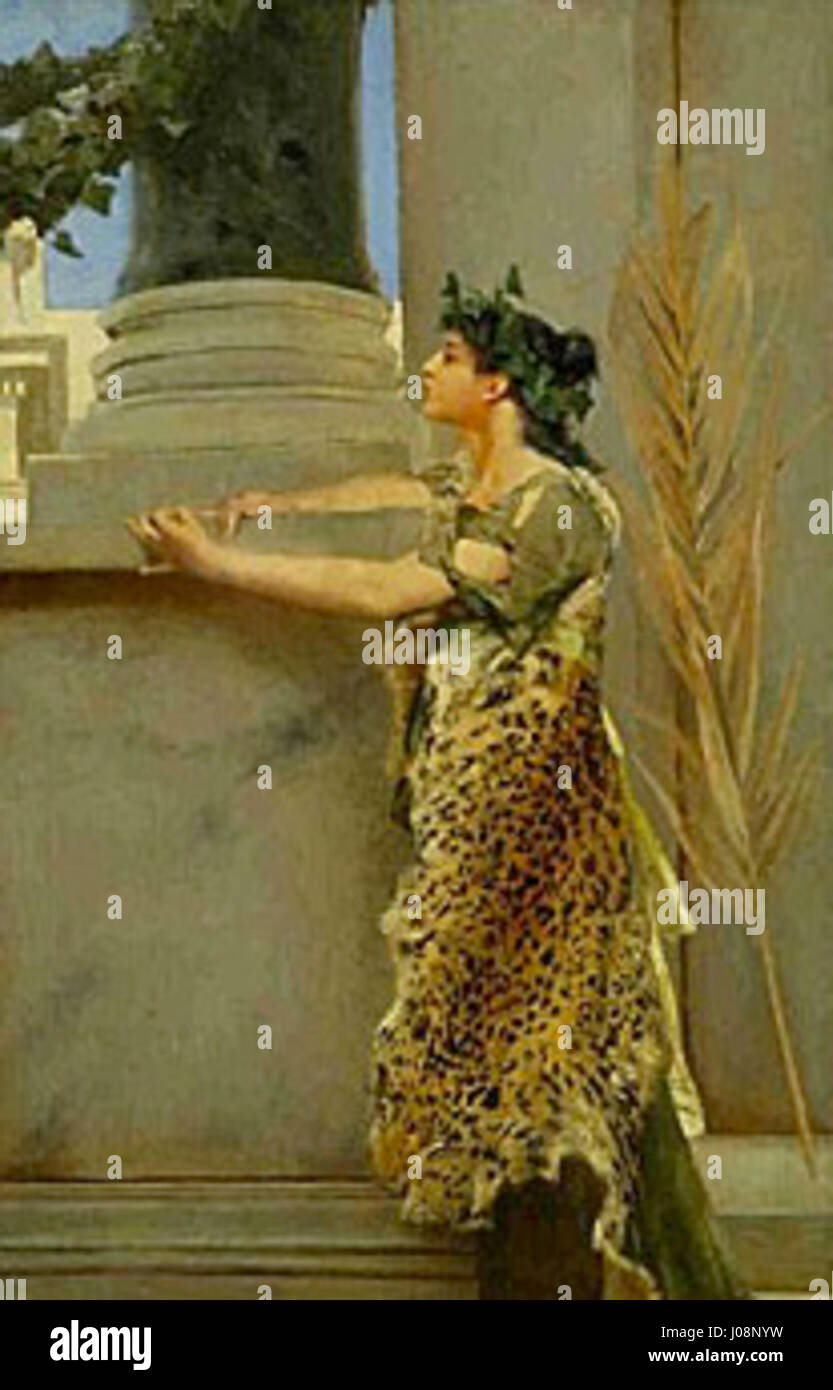 John Reinhard Weguelin's painting 'A Bacchante' portrays a Bacchante, a ...