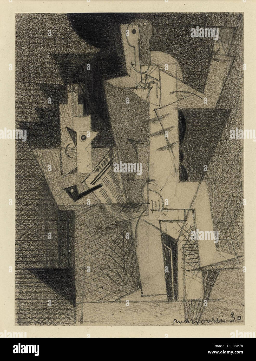 'Homme … la pipe' by Louis Marcoussis (1930) is a Cubist portrait of a ...