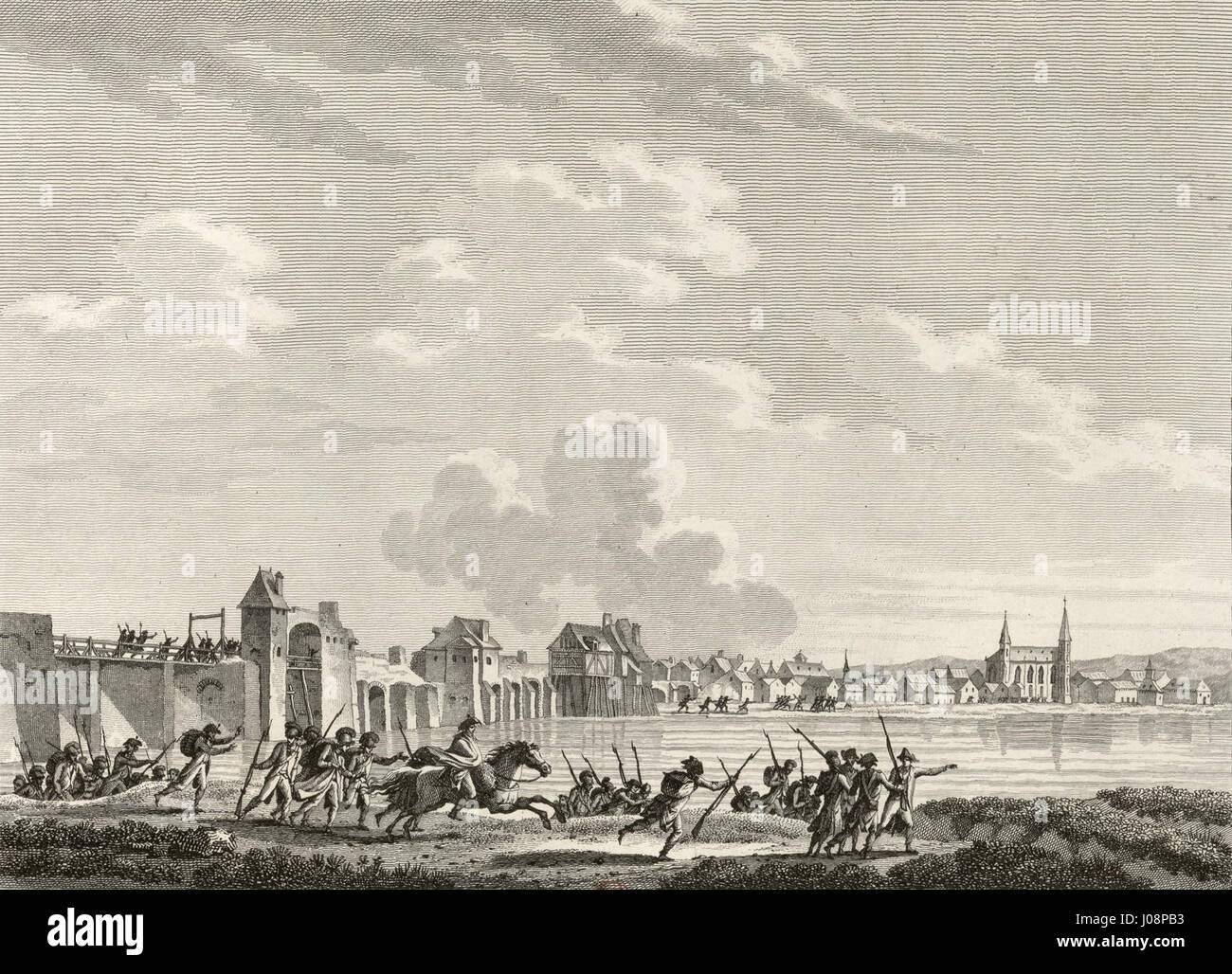 This historical painting depicts the battle of Pacy-sur-Eure on July 13 ...