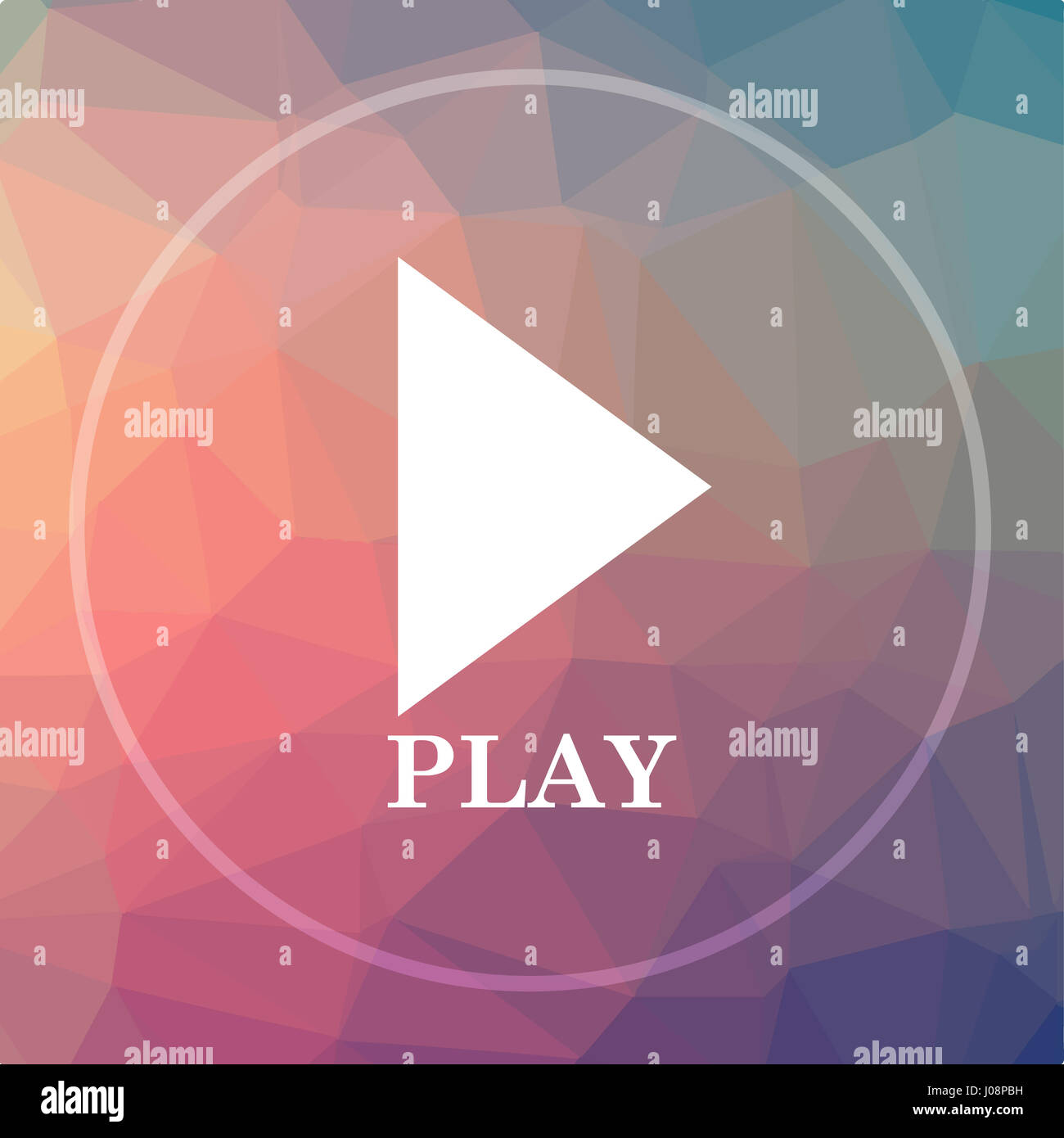 Play icon. Play website button on low poly background Stock Photo - Alamy