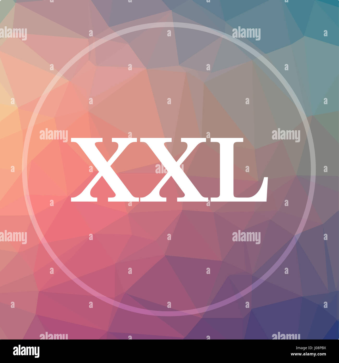 XXL icon. XXL website button on low poly background Stock Photo - Alamy