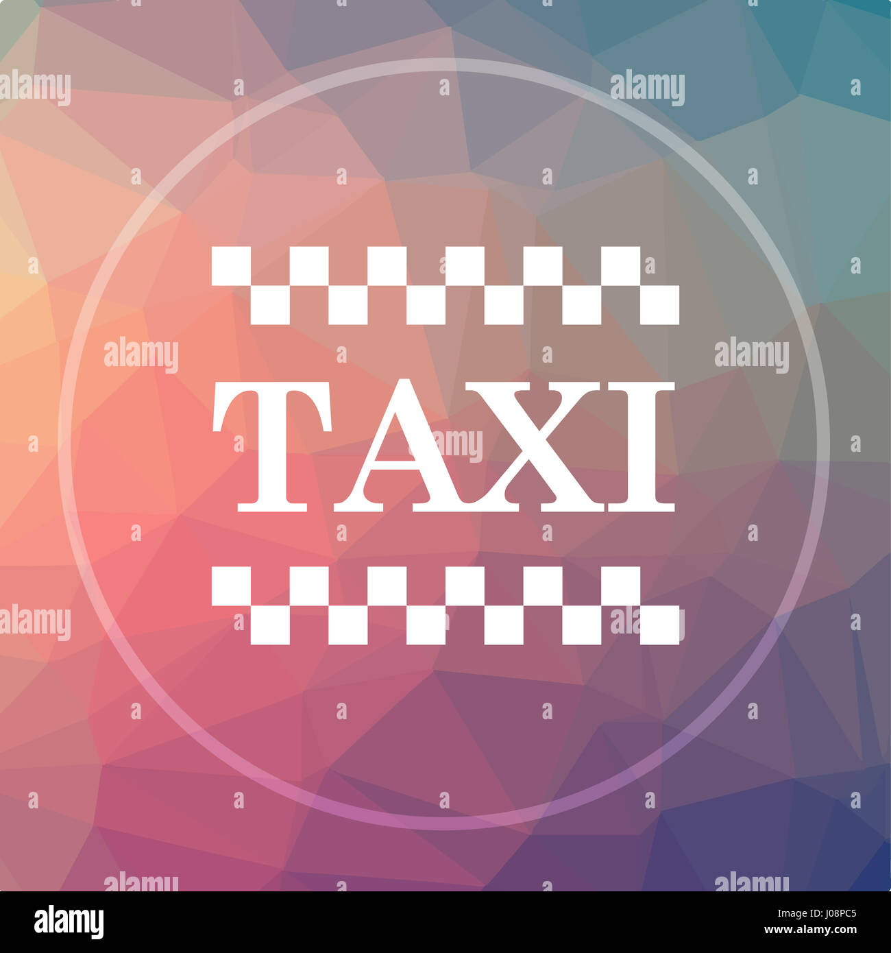 Taxi icon. Taxi website button on low poly background Stock Photo - Alamy