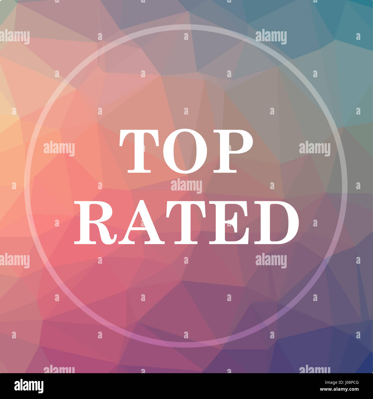 Top rated icon. Top rated website button on low poly background Stock ...