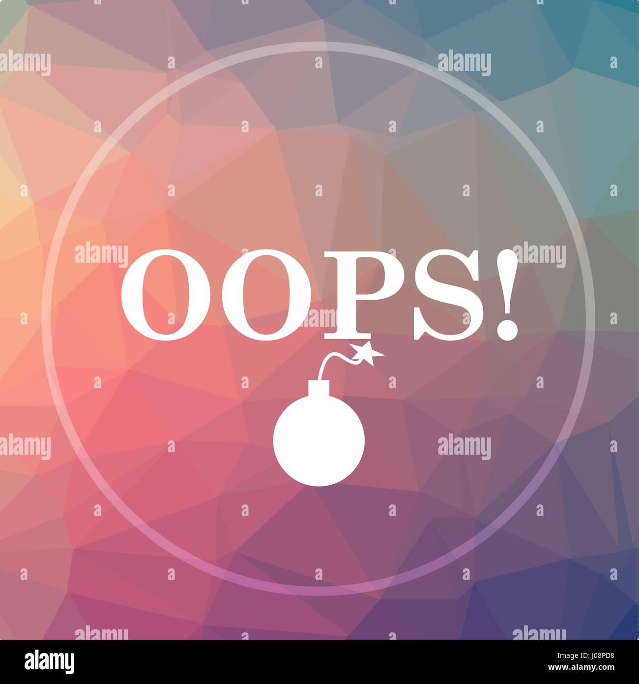 Oops icon. Oops website button on low poly background Stock Photo - Alamy