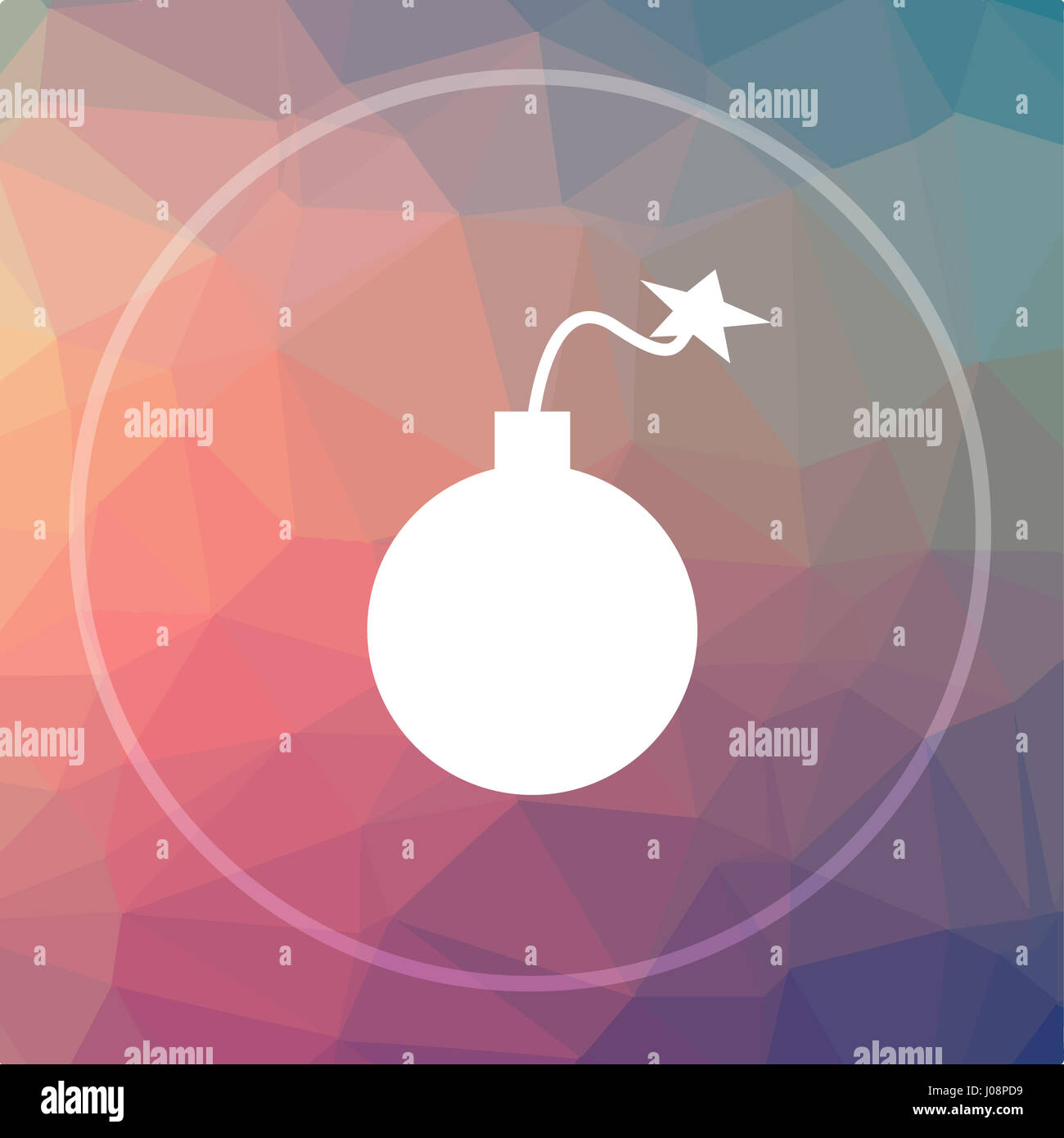 Bomb icon. Bomb website button on low poly background Stock Photo - Alamy