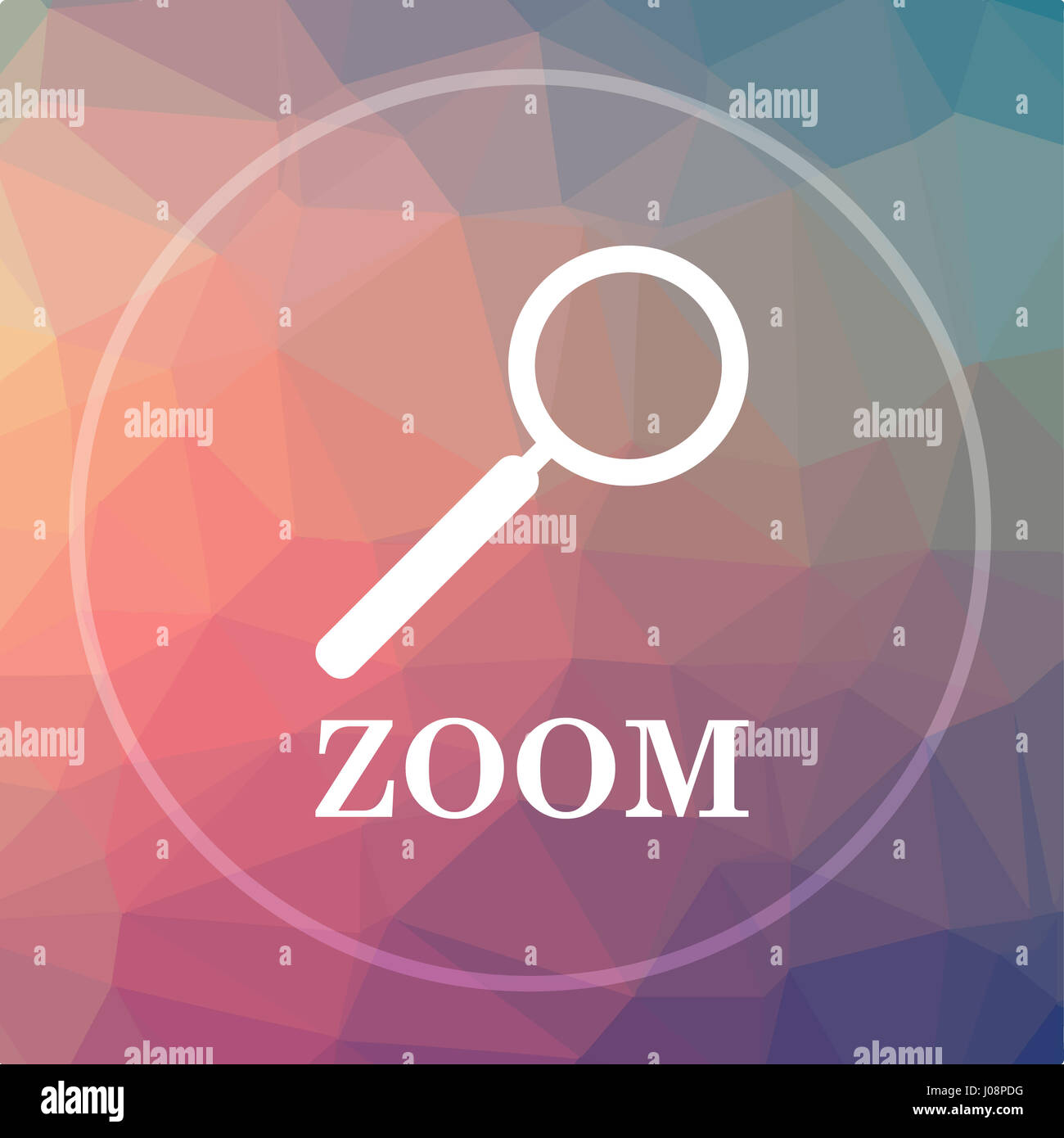 Zoom with loupe icon. Zoom with loupe website button on low poly ...