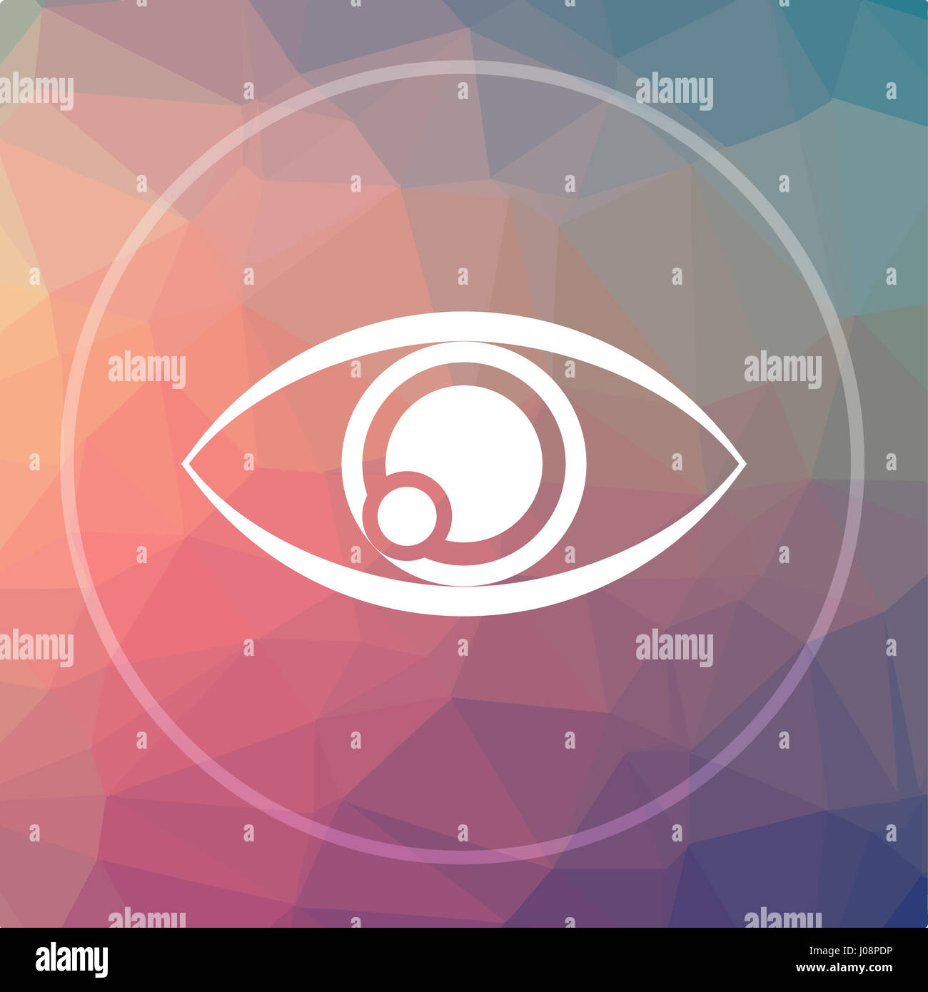 Eye icon. Eye website button on low poly background Stock Photo - Alamy
